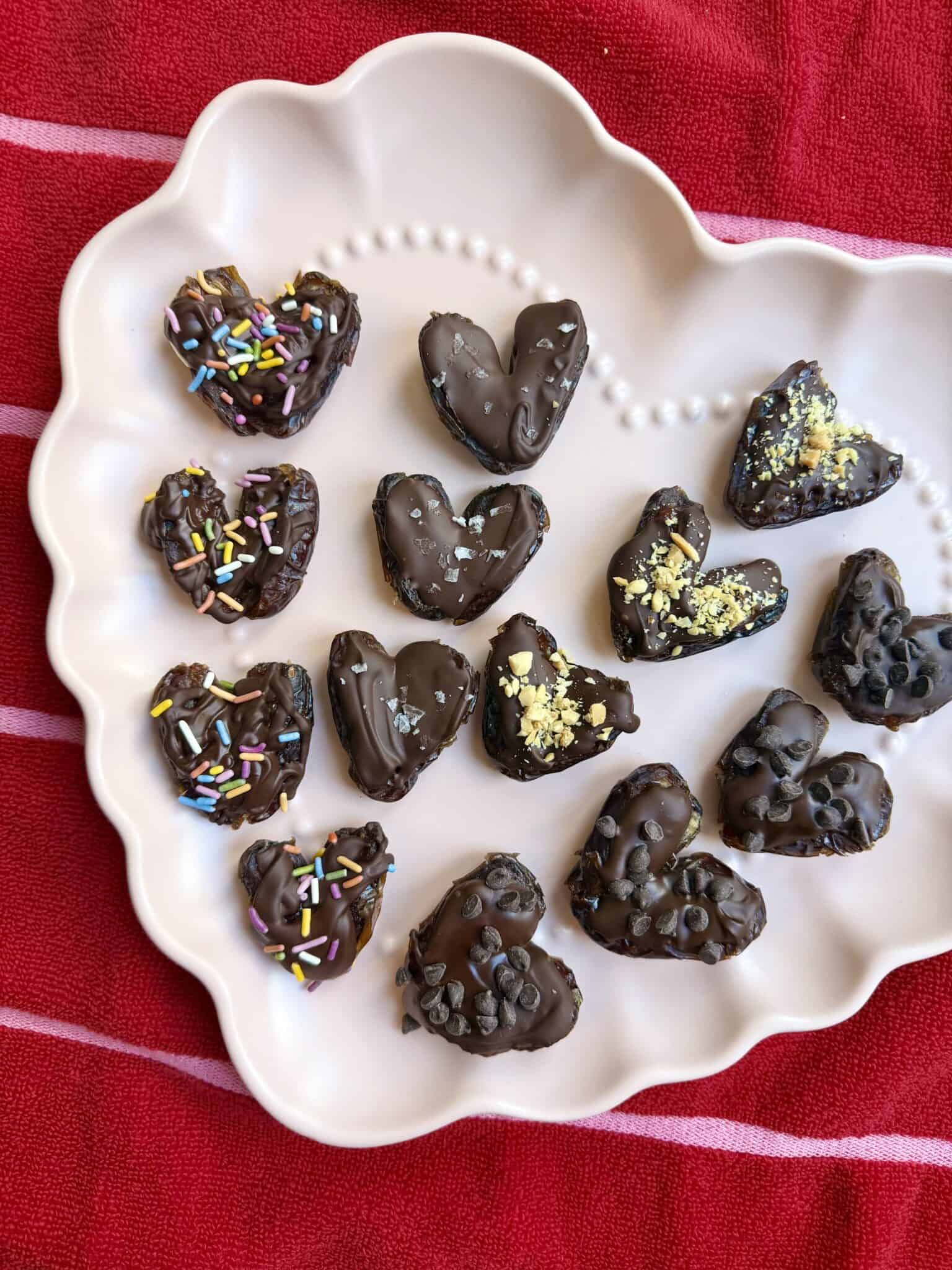Heart Shaped Stuffed Dates and Chocolate Dessert - Homemaker On A Budget